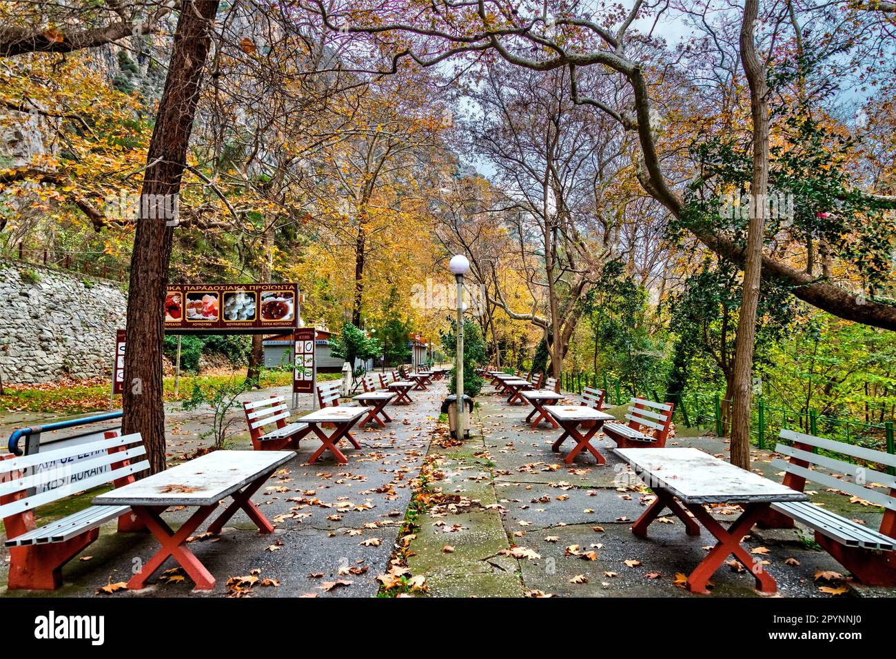 Recreation area next to Pineios river, Tempi (or "Tempe") valley ...