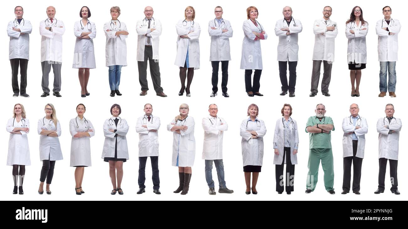 group of doctors in full length isolated on white Stock Photo - Alamy