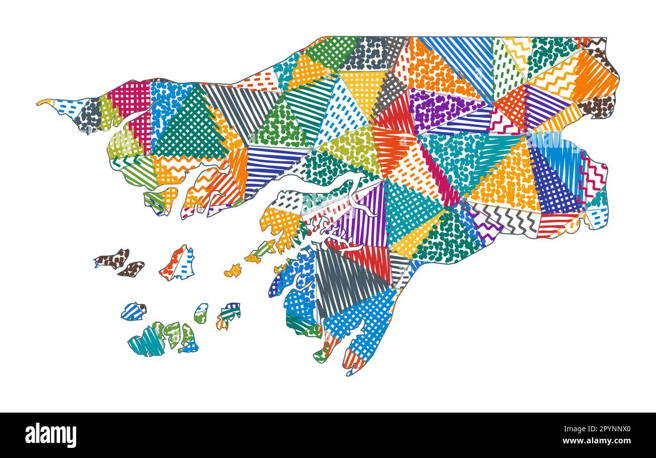 Kid style map of Guinea-Bissau. Hand drawn polygons in the shape of ...