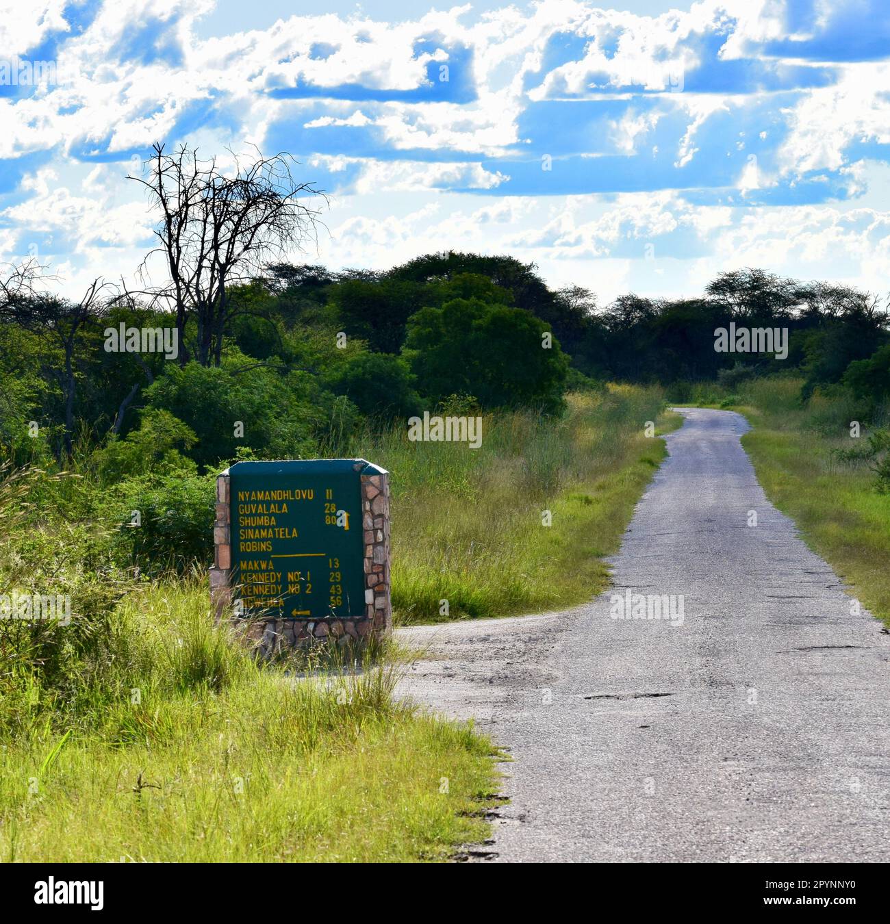 Water reserve signage for directions at Hwange National park Stock ...