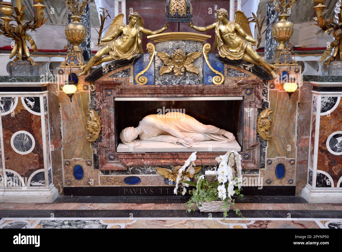 Statue of Santa Cecilia, basilica of Santa Cecilia in Trastevere ...