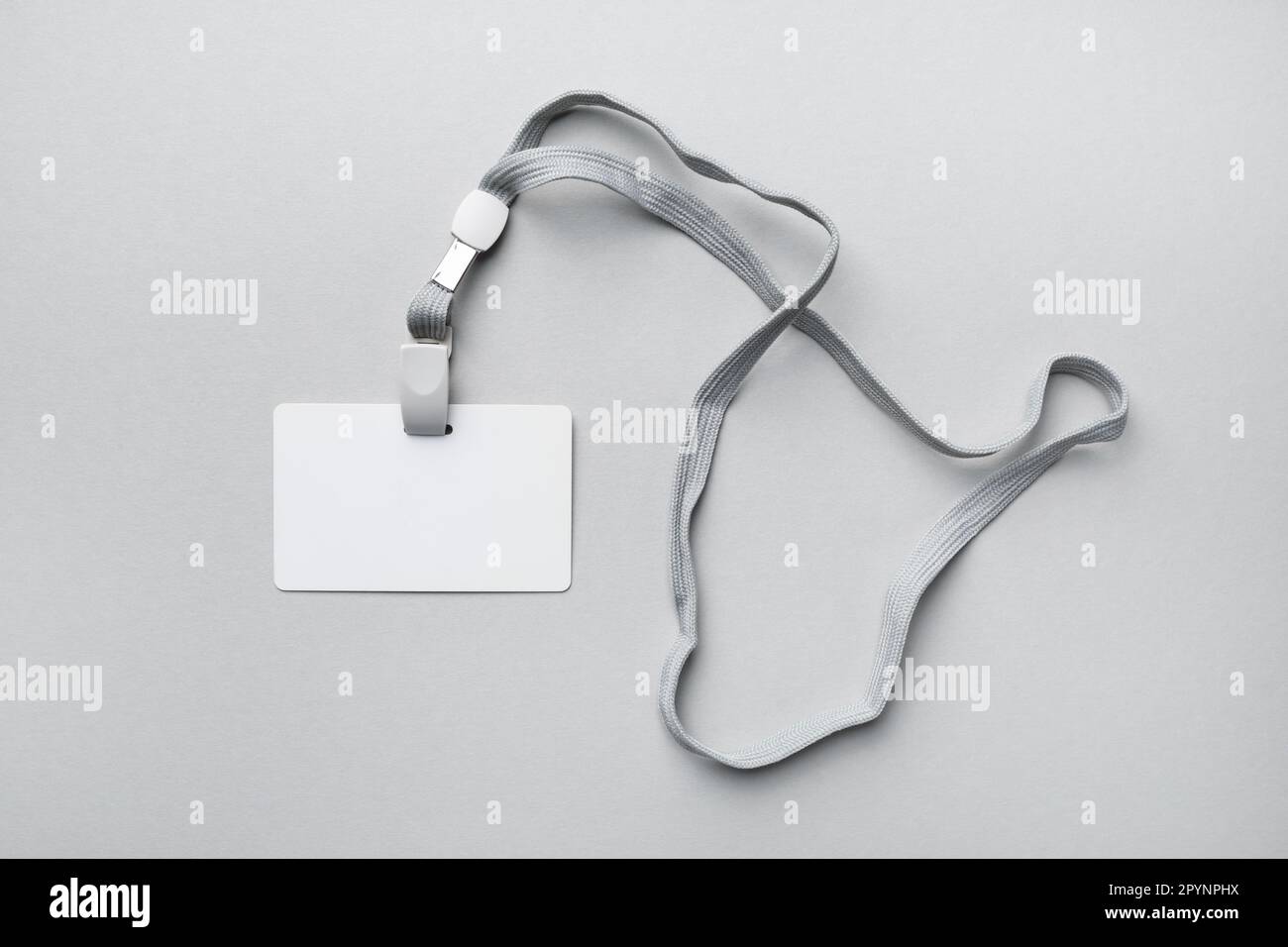 Blank plastic badge and lanyard mockup. Empty name tag mock up. Space ...