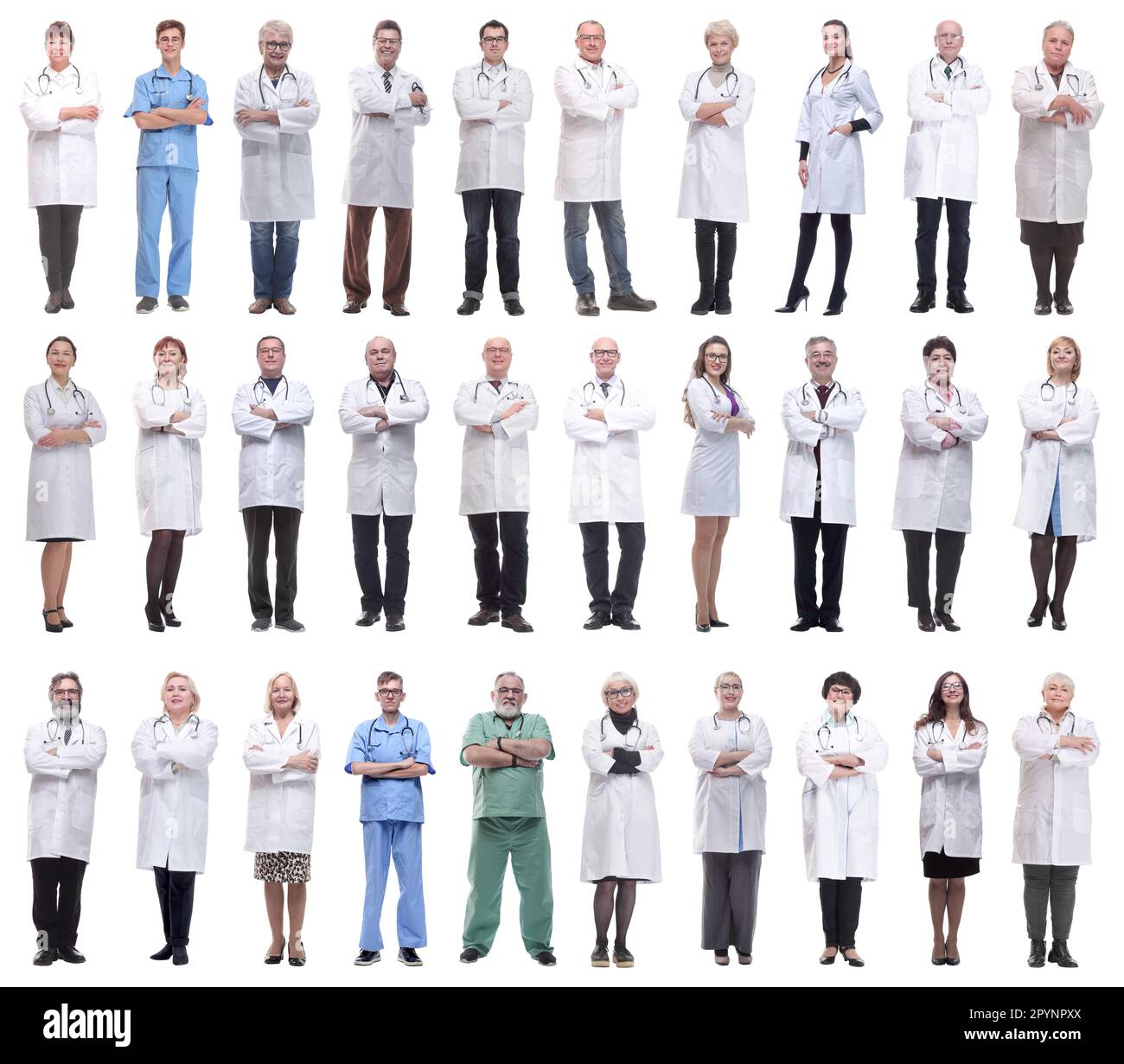 group of doctors in full length isolated on white Stock Photo - Alamy
