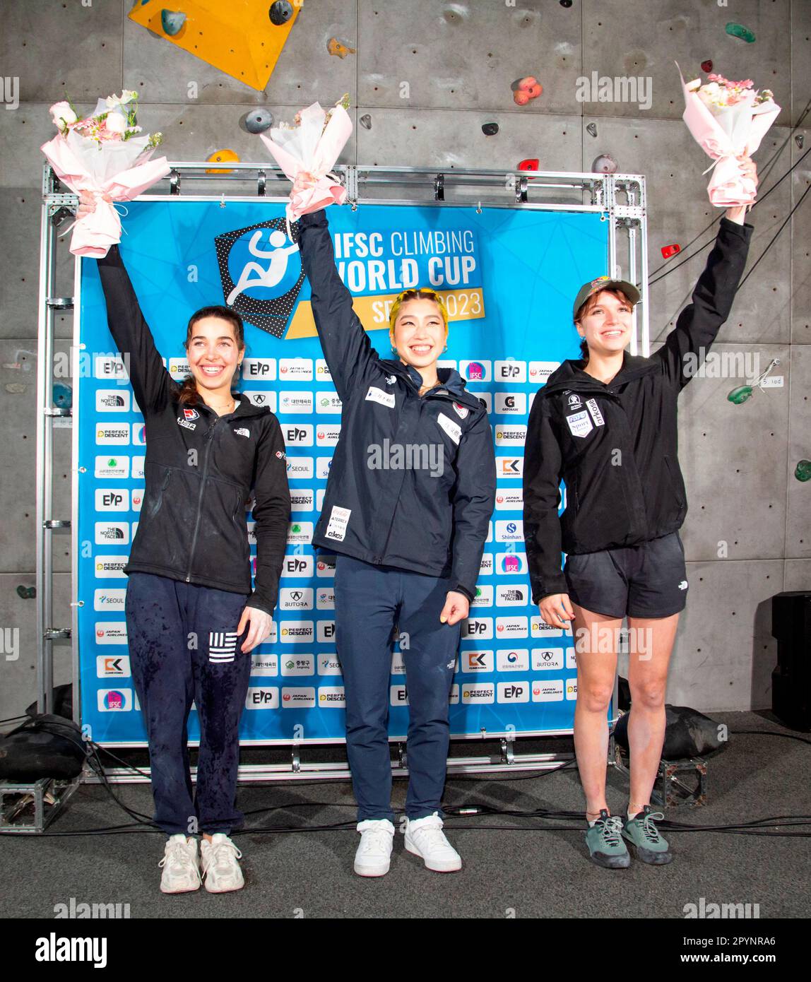 Seoul, South Korea. 30th Apr, 2023. (L-R) Brooke Raboutou (USA), Miho ...