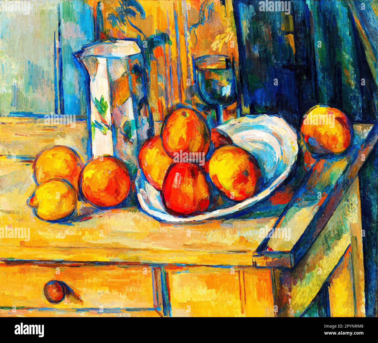 Paul cezanne still life with milk jug and fruit hi-res stock ...