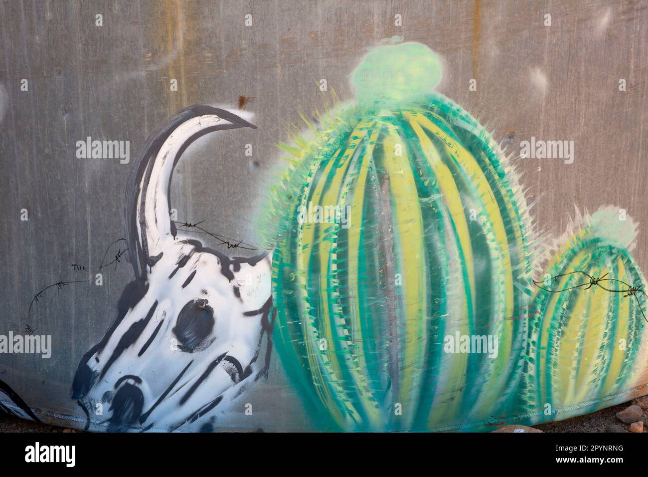 Painted water tank at Blind Hills, Mojave National Preserve, California ...