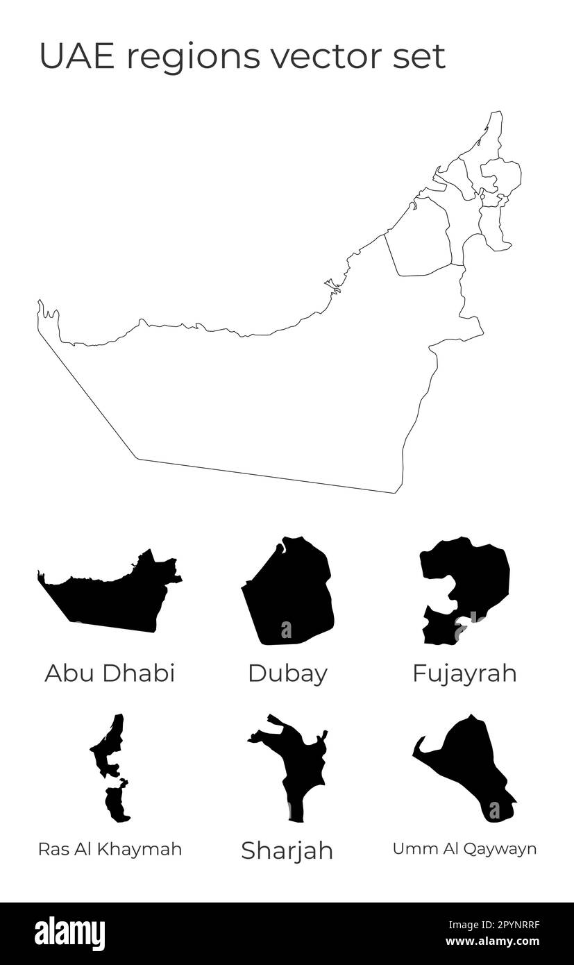 UAE map with shapes of regions. Blank vector map of the country with ...