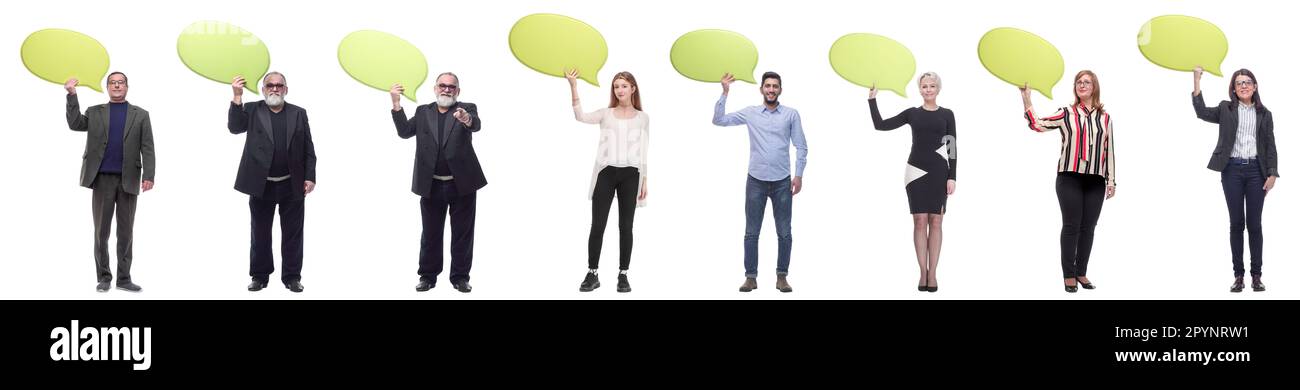 group of successful business people with comments Stock Photo - Alamy