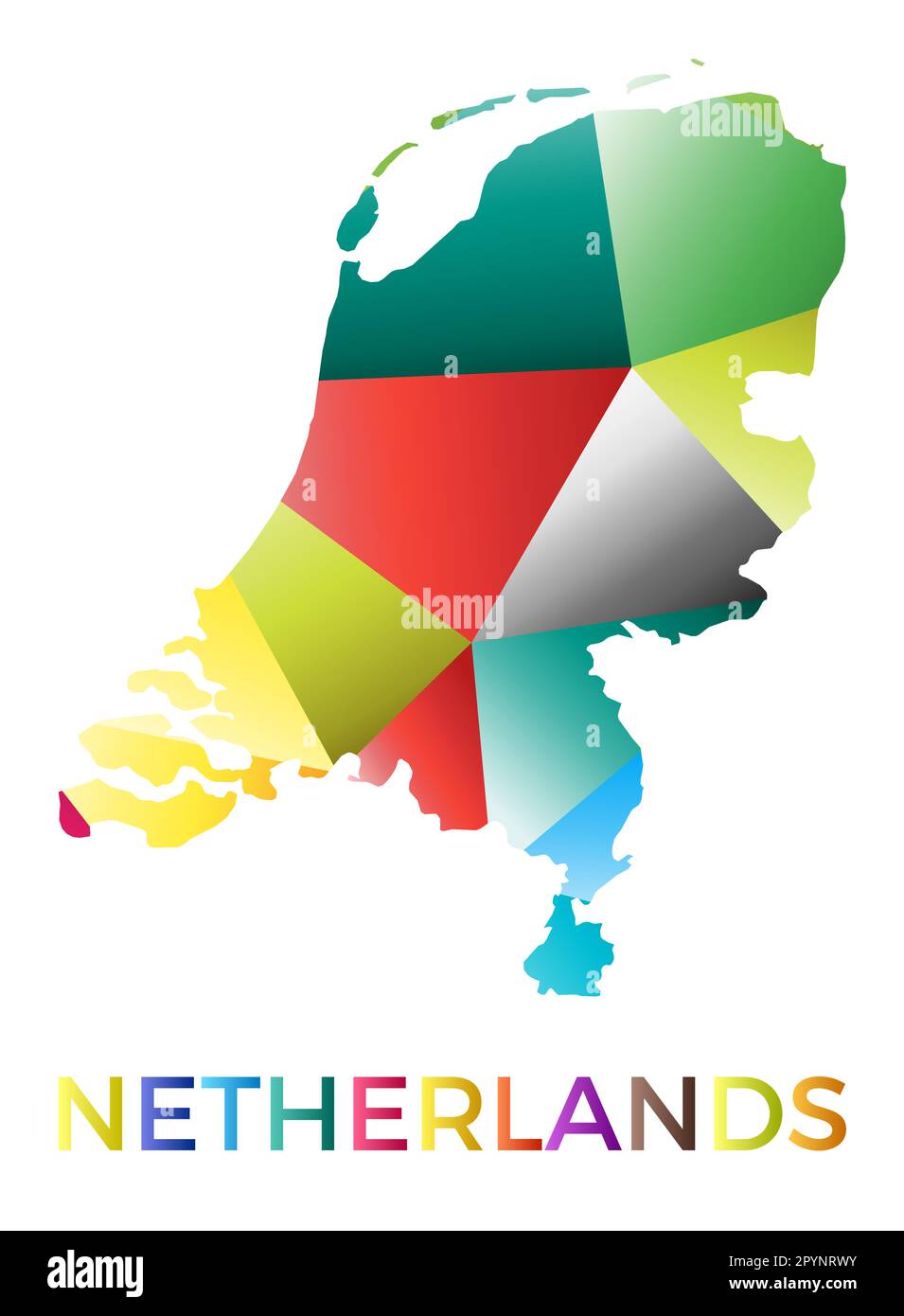 Bright colored Netherlands shape. Multicolor geometric style country ...