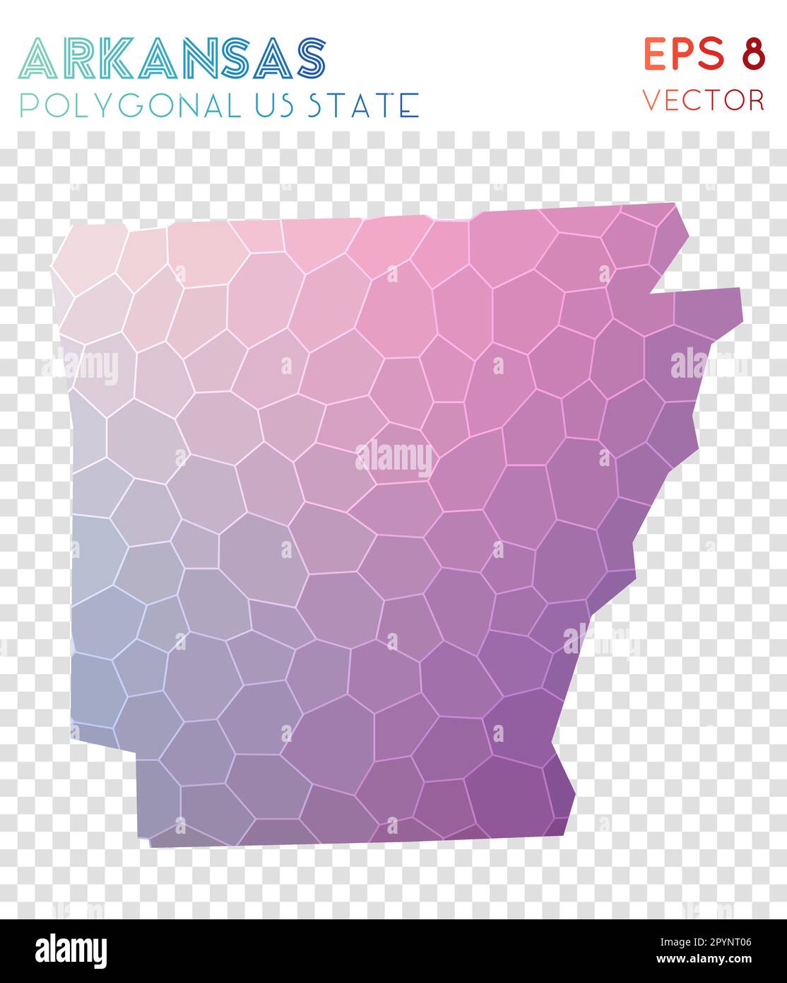 Arkansas polygonal map, mosaic style US state. Slightly low poly style ...