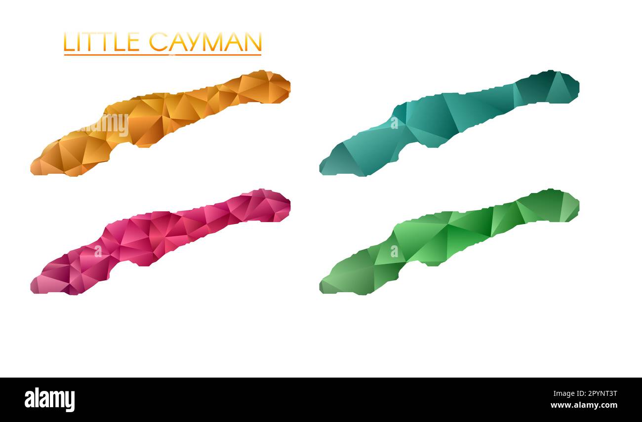 Set of vector polygonal maps of Little Cayman. Bright gradient map of ...