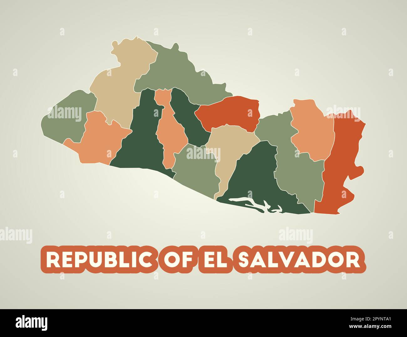 Republic of El Salvador poster in retro style. Map of the country with ...