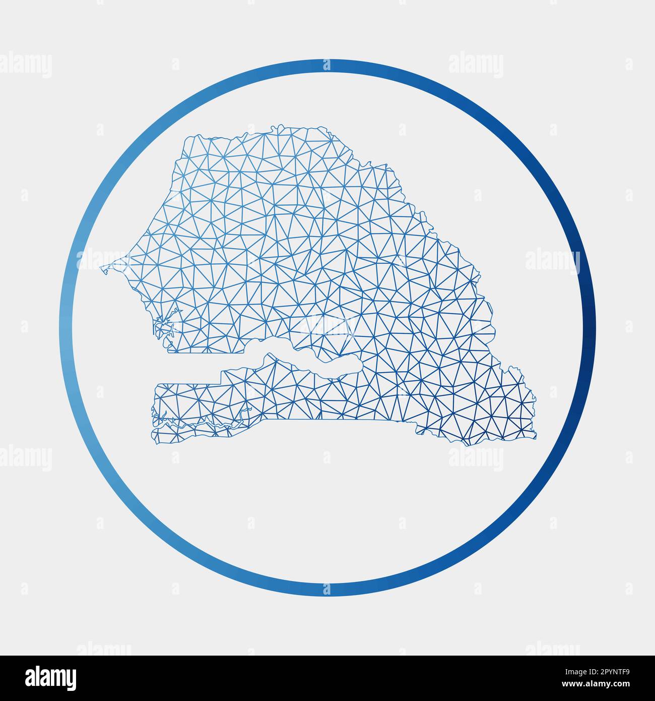 Senegal icon. Network map of the country. Round Senegal sign with ...