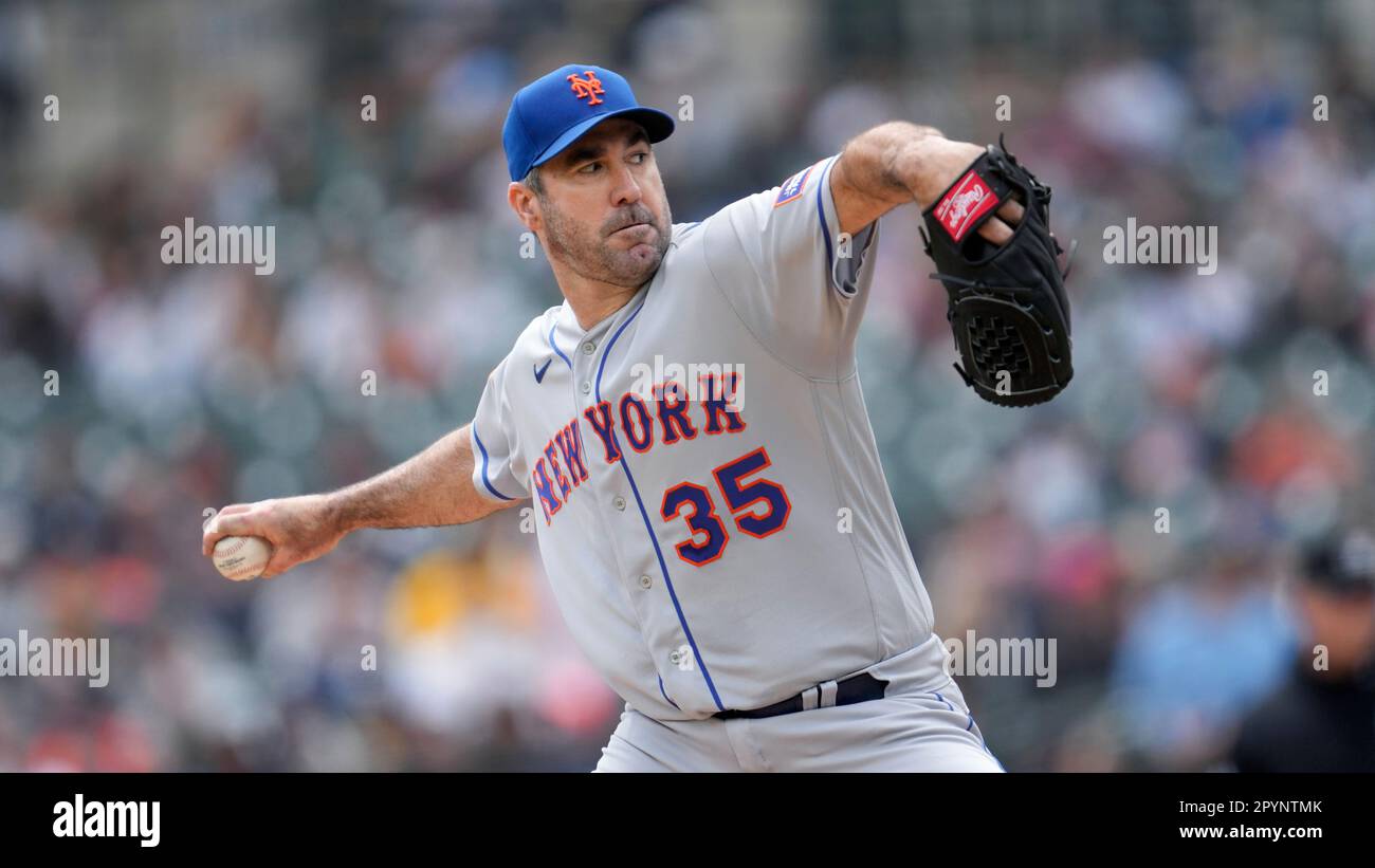 New York Mets pitcher Justin Verlander throws against the Detroit ...