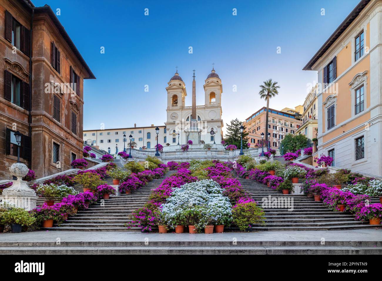 Spanish Steps in the morning with azaleas. Spanish Steps is a famous ...