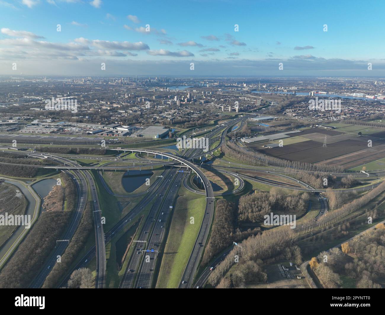 Overhead shot complex highway interchange hi-res stock photography and ...