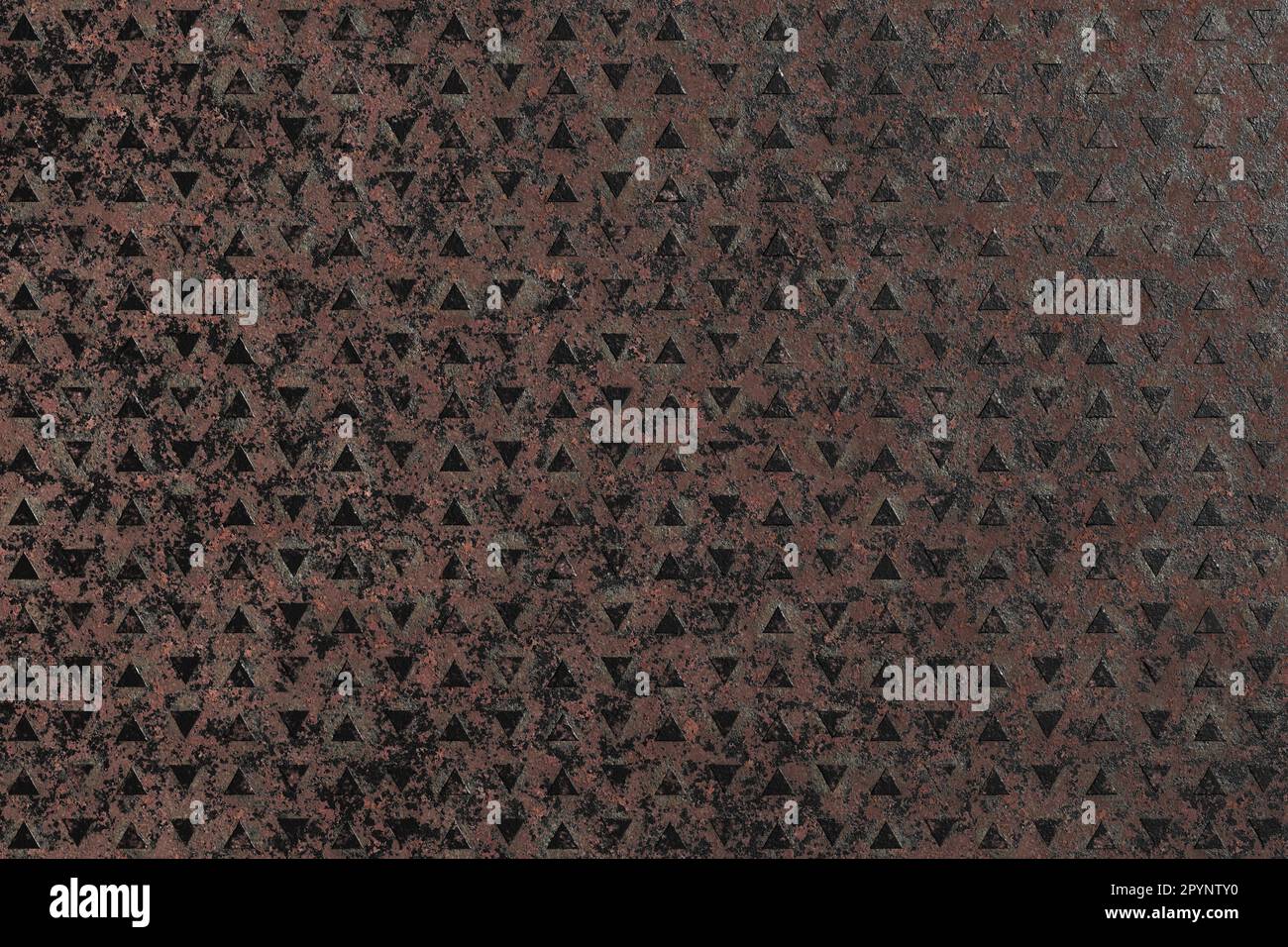Rusty metallic tread plate with triangular studs. 3D illustration for ...