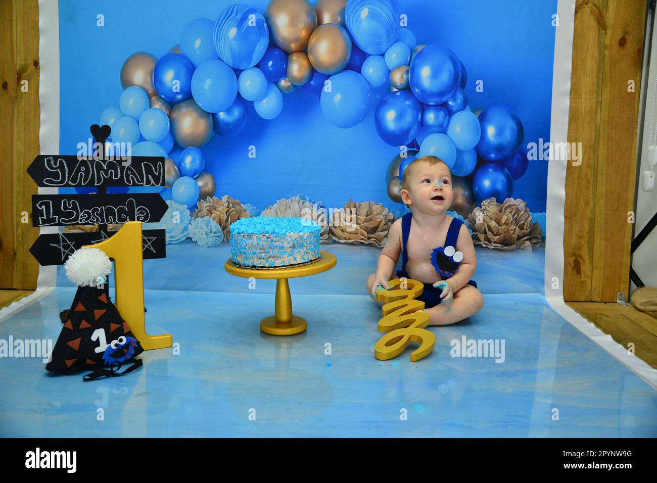 Baby boy celebrating his birthday Stock Photo - Alamy