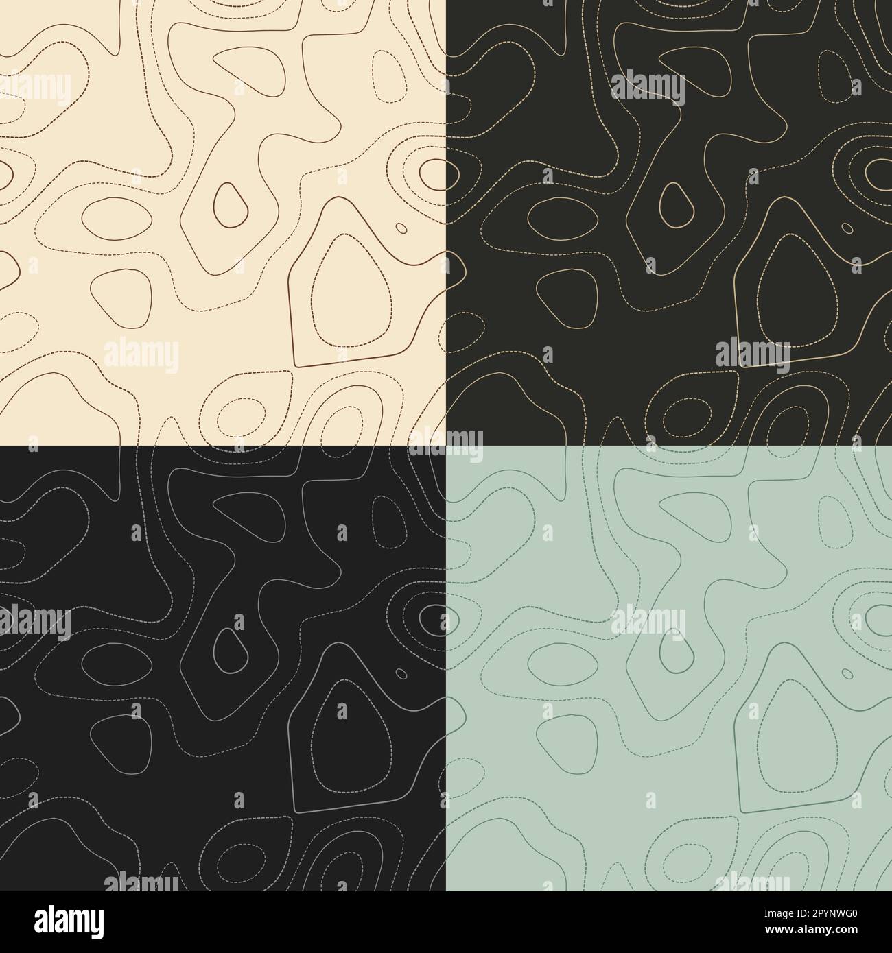 Topography patterns. Seamless elevation map tiles. Astonishing isoline ...