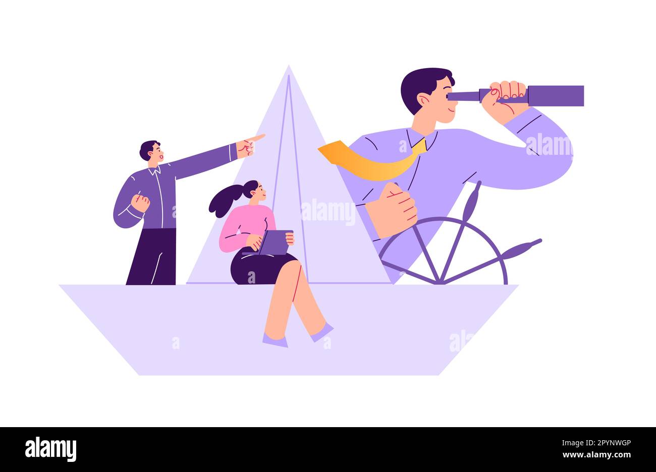 Flagship, businessman leads team forward, business vision and ...