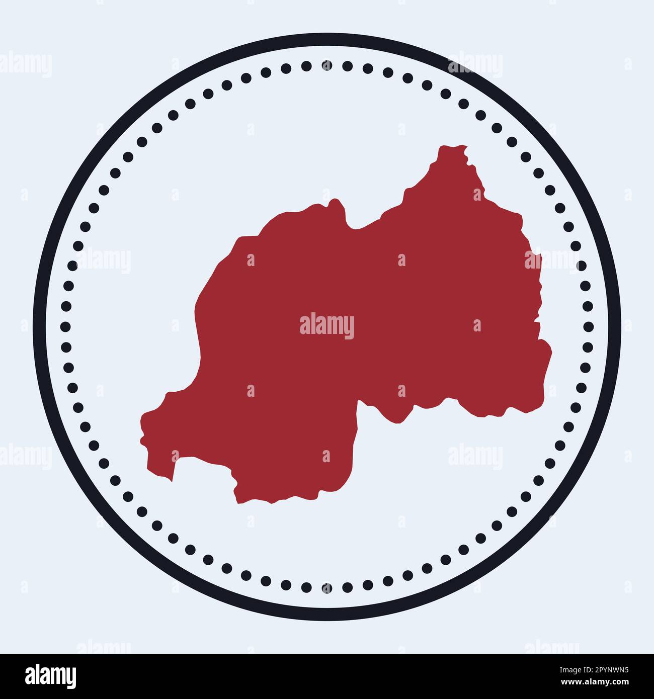Rwanda round stamp. Round logo with country map and title. Stylish ...