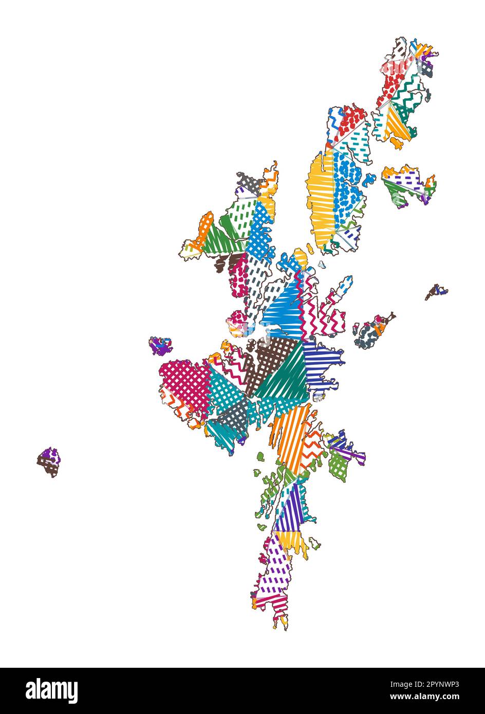 Kid style map of Mainland. Hand drawn polygons in the shape of Mainland ...
