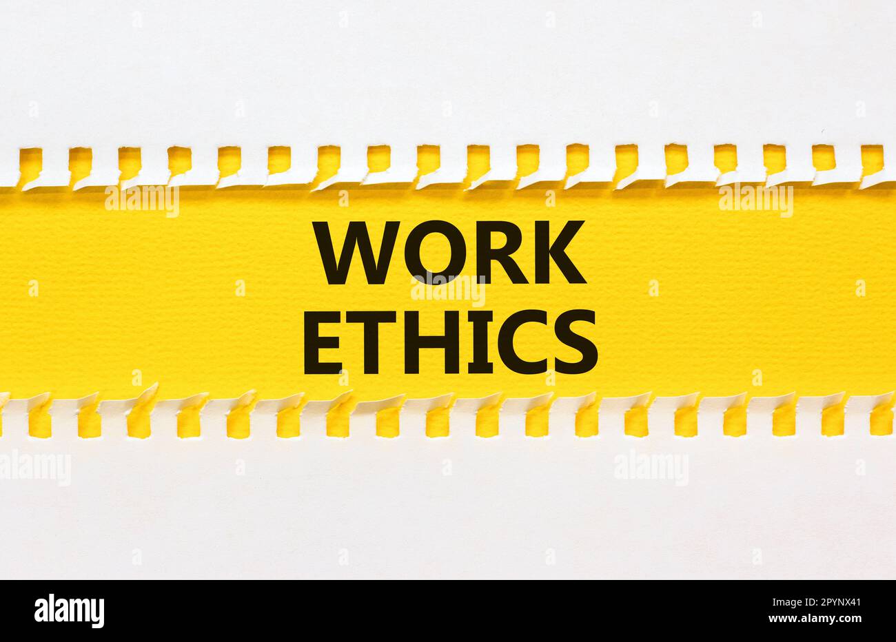 Work ethics symbol. Concept words Work ethics on beautiful yellow paper ...