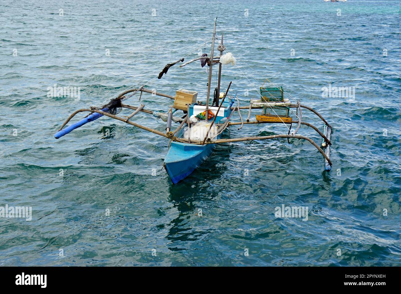 traditional wooden outrigger boats on the philippine islands Stock ...