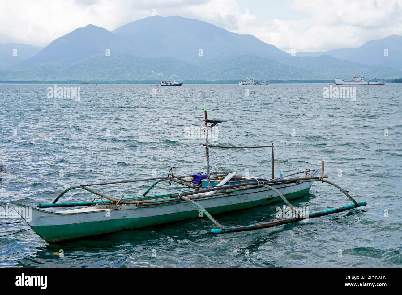 traditional wooden outrigger boats on the philippine islands Stock ...