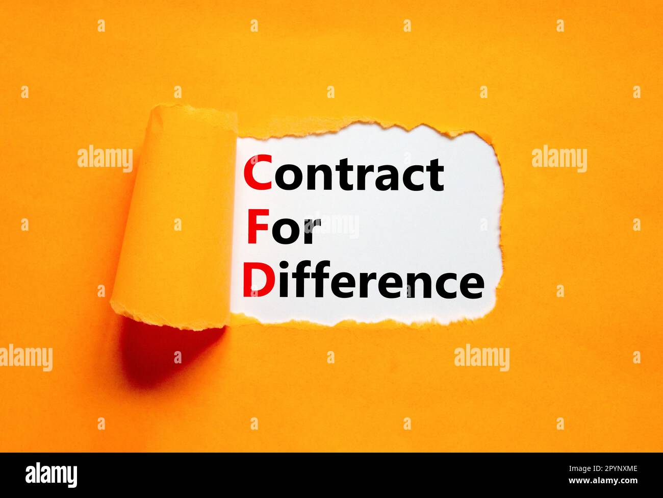 CFD symbol. Concept words CFD contract of difference on beautiful white ...