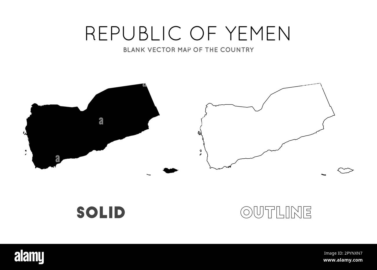 Yemen map. Blank vector map of the country. Borders of Yemen for your ...