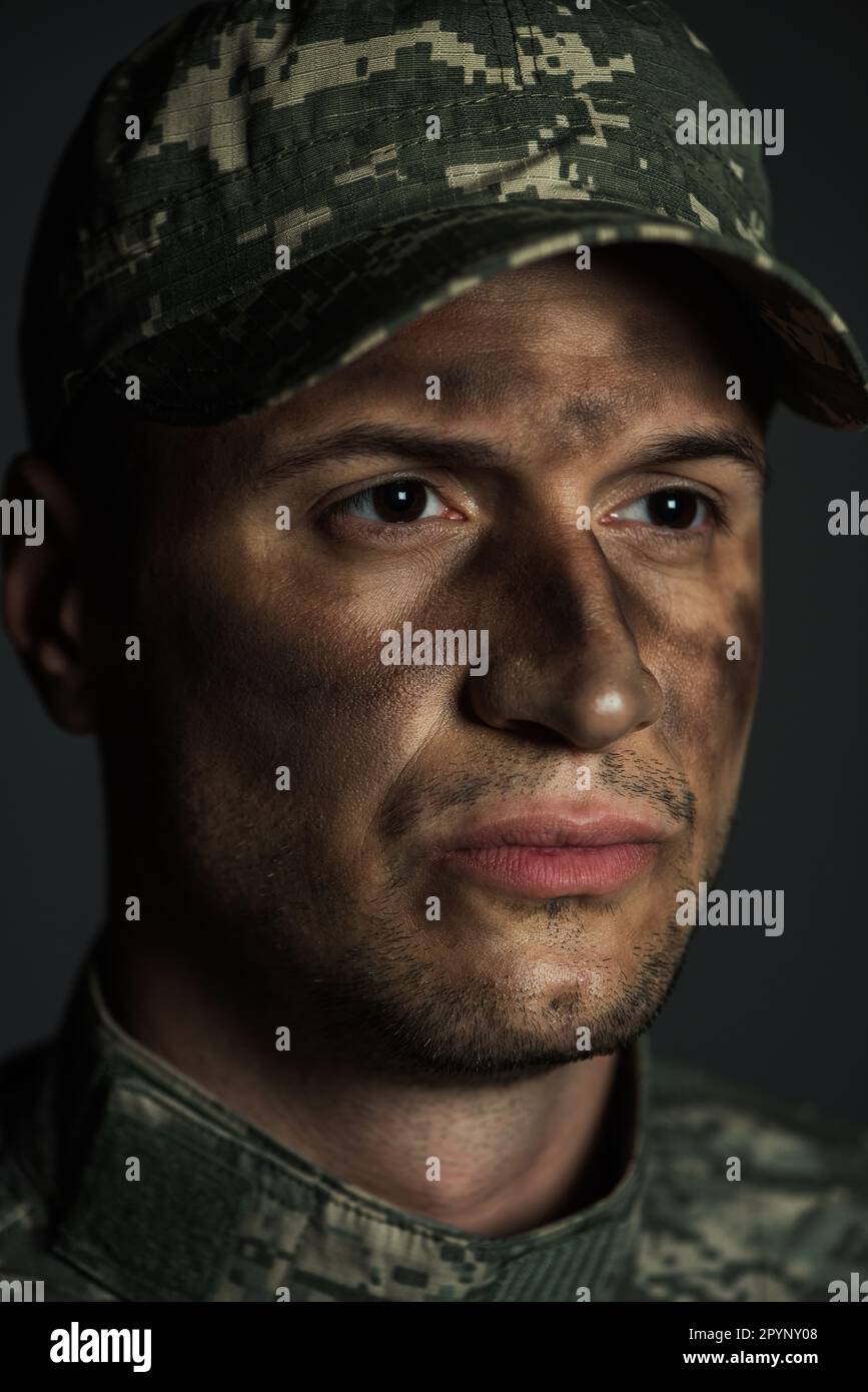 Man dark caucasian face dirt close up hi-res stock photography and ...