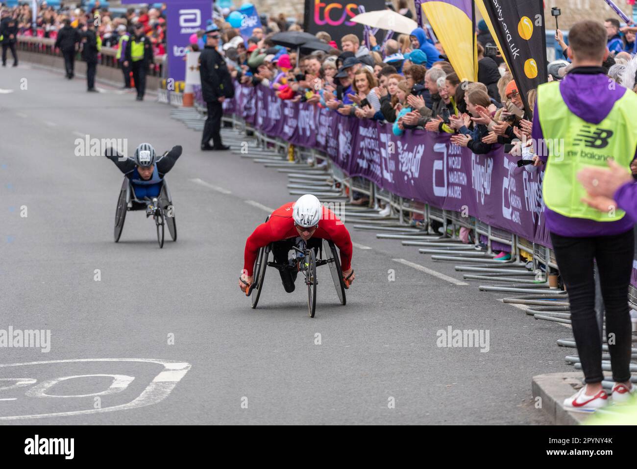 Jetze Plat competing in the TCS London Marathon 2023 passing through ...