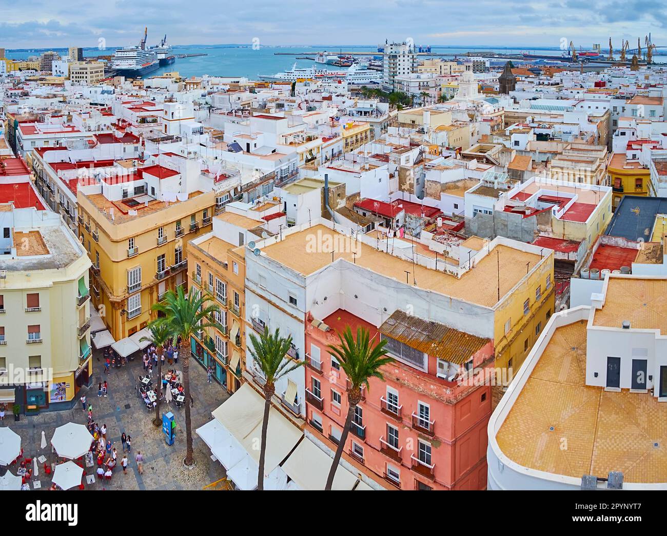 The dense housing of old town with a view on residential quarters, red ...