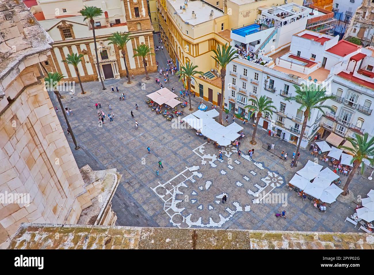 The white stone ruins of ancient church foundation on the Plaza de la ...
