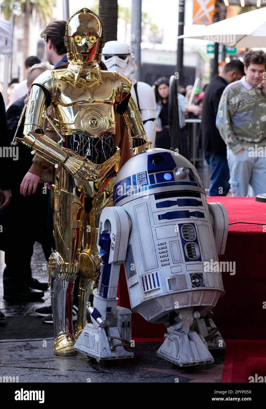 Characters from the "Star Wars" films C-3PO, left, and R2-D2, appear at ...