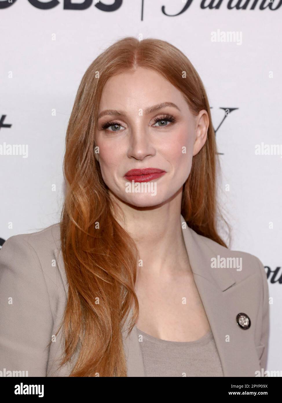 Actor Jessica Chastain poses during the 76th annual Tony Awards Meet ...