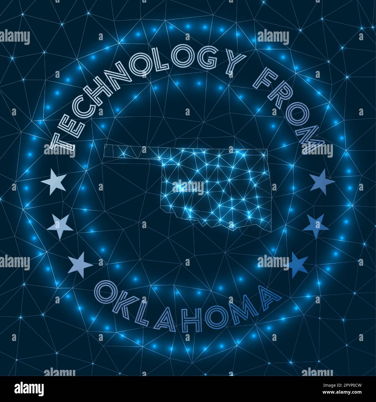 Technology From Oklahoma. Futuristic geometric badge of the US state ...