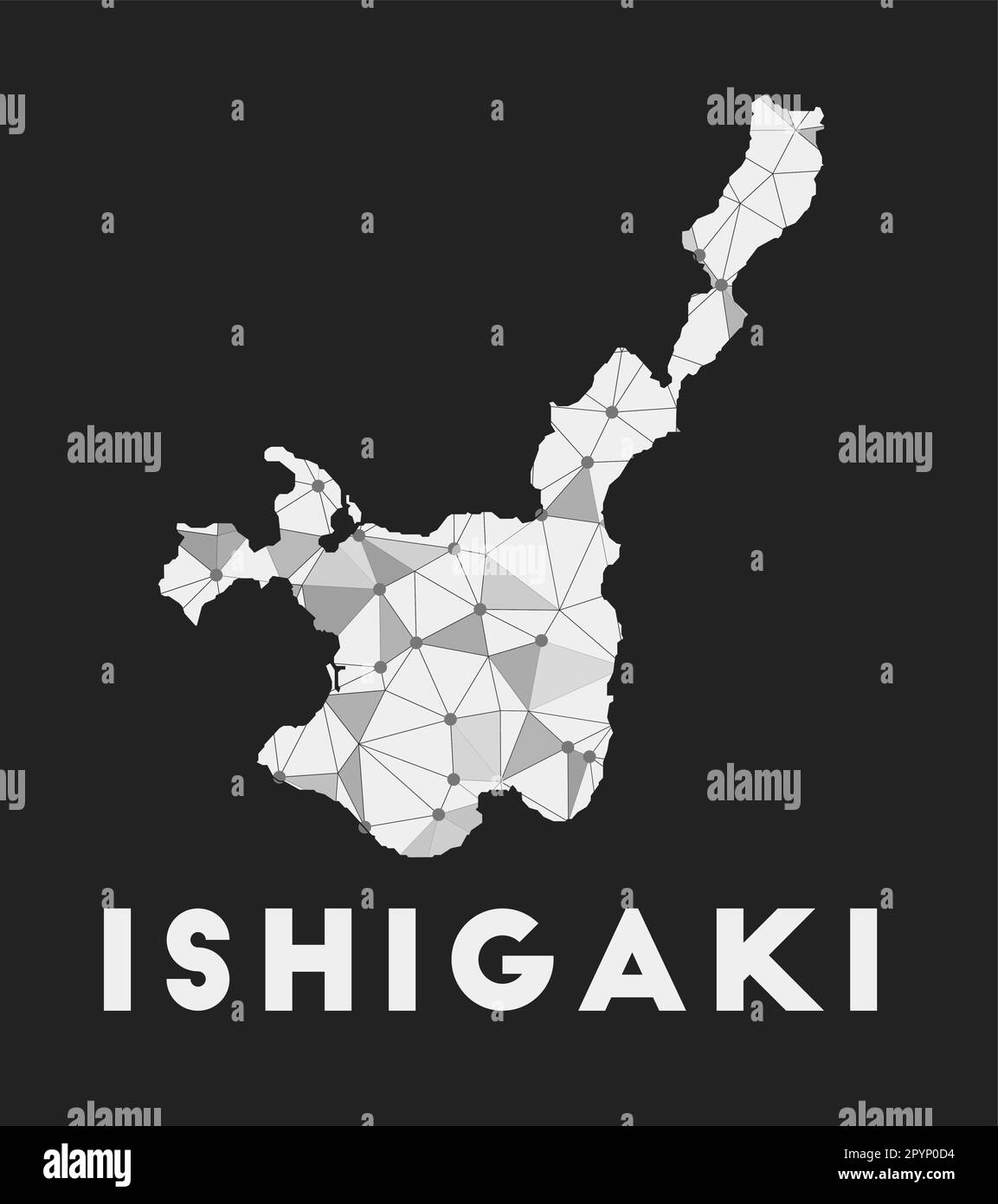 Ishigaki Communication Network Map Of Island Ishigaki Trendy Geometric Design On Dark