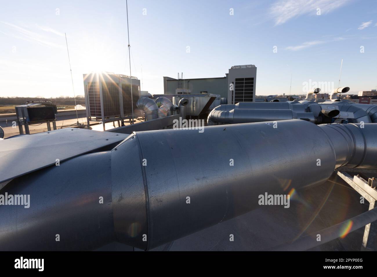 External unit of commercial air conditioning and ventilation system ...