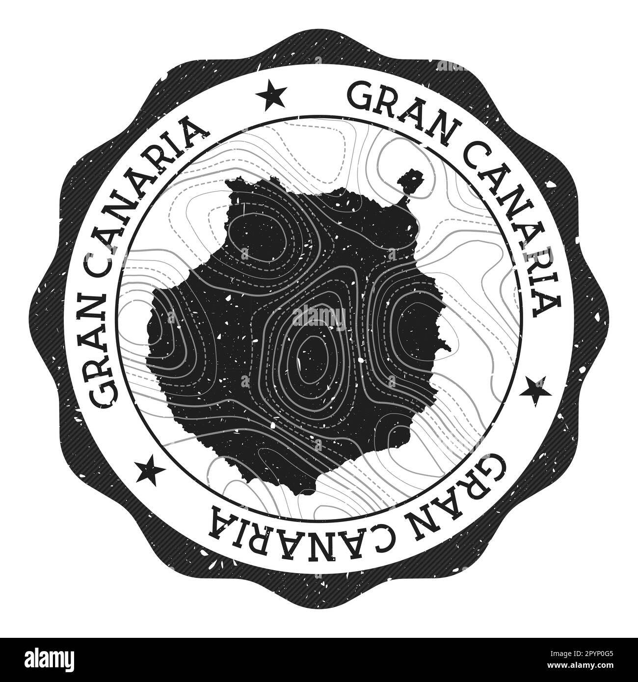 Gran Canaria outdoor stamp. Round sticker with map of island with ...