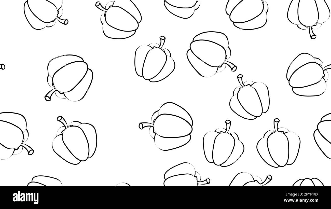 Bell pepper seamless pattern. Vegetable vector illustration. Design for ...