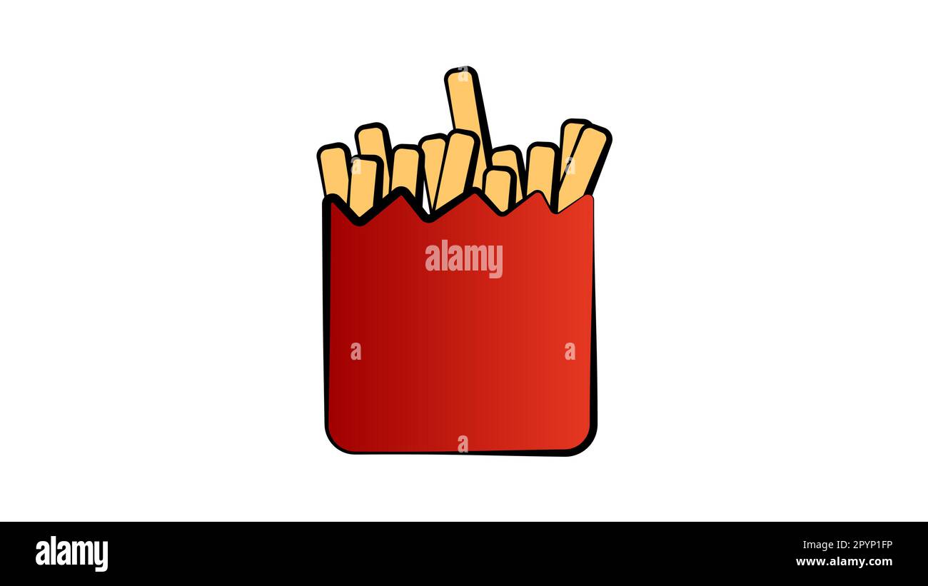 French fries cartoon clipart. French fries in a red carton paper box ...