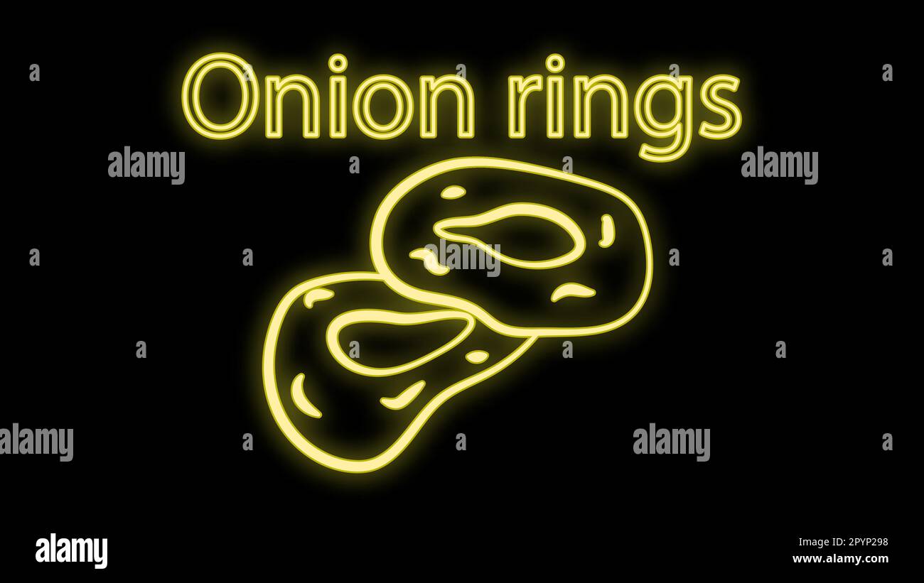 Fried onion rings neon icon. Elements of fast food set. Simple icon for ...