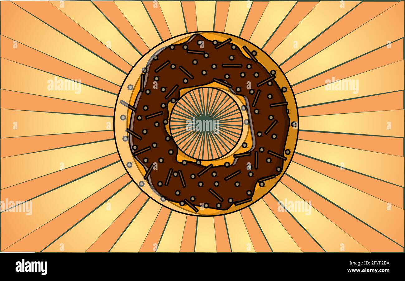 Delicious floury round hearty fresh donut in chocolate on a background ...