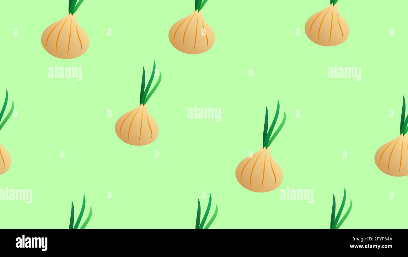 Shallot onion seamless pattern. Cut spring onions, sliced scallion ...