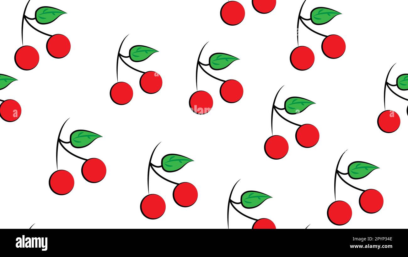 vector illustration. pattern. red small cherry on a white background ...