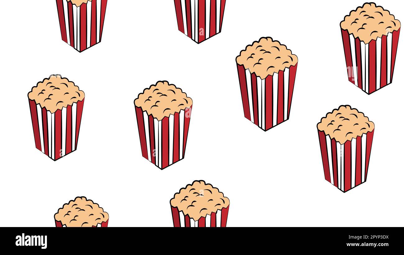 Vector illustration with hand drawn pattern popcorn bucket. Cinema ...