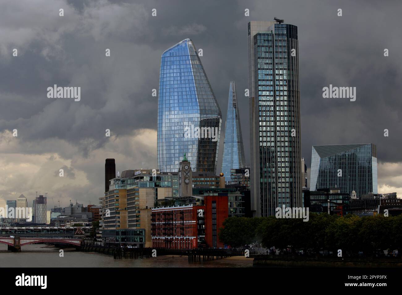 Severe stormy waeather gathering over London, number one Blackfriars ...