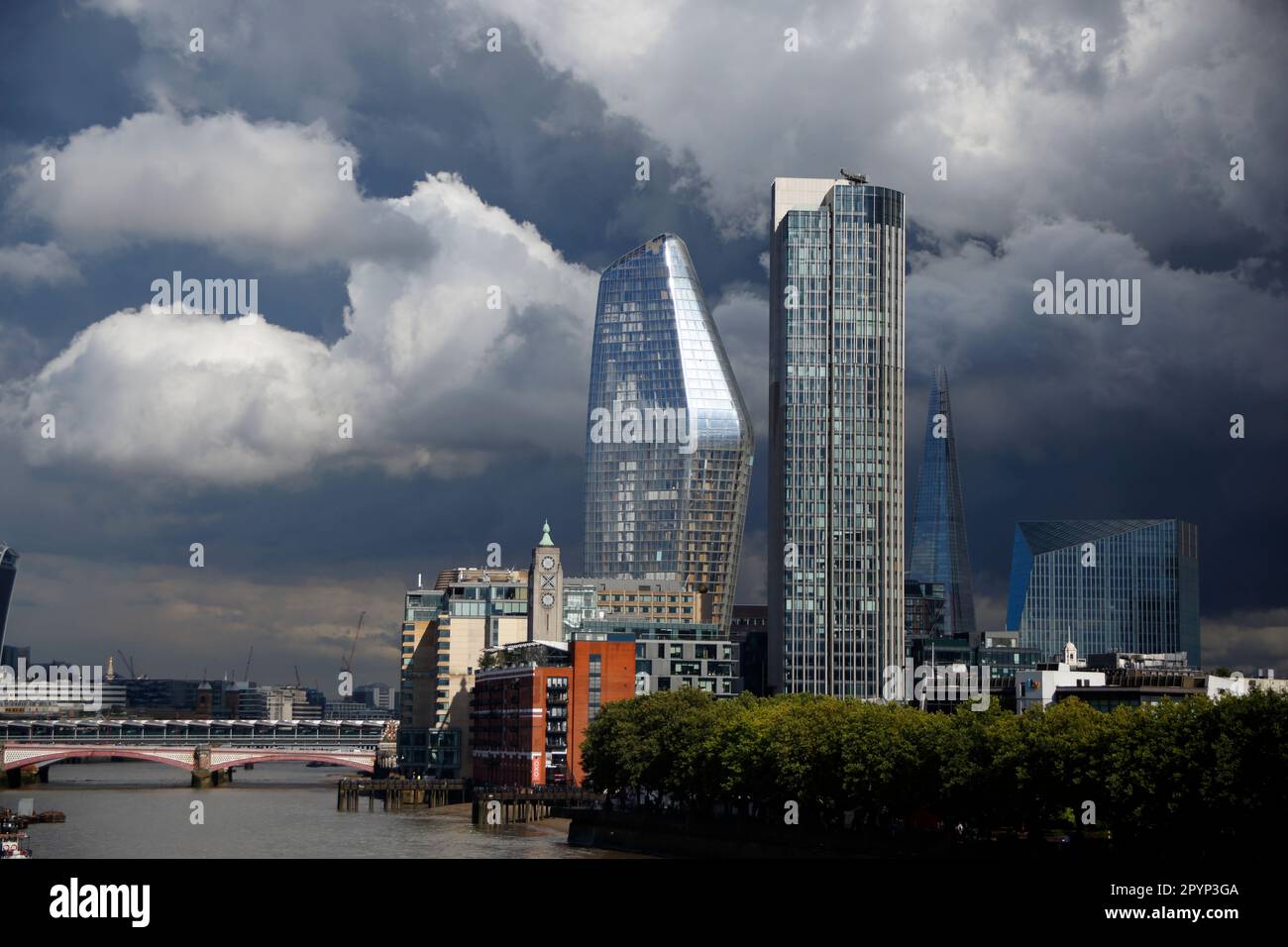 Severe stormy waeather gathering over London, number one Blackfriars ...